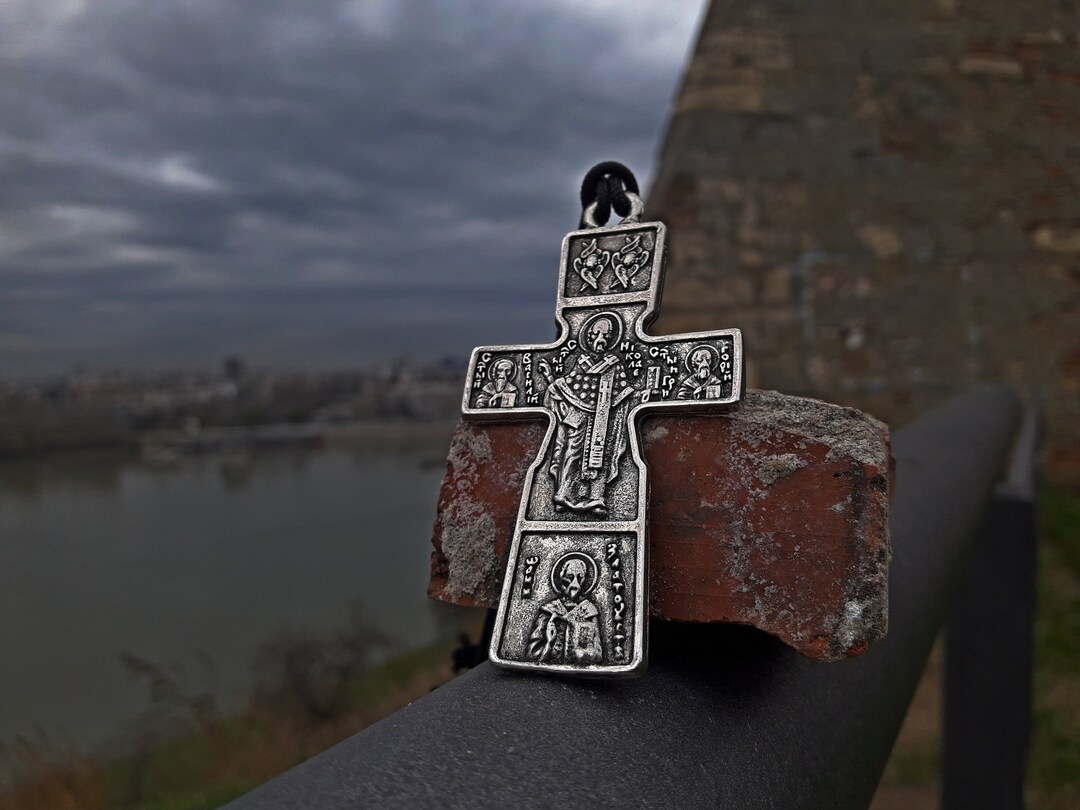 Big Orthodox Christian Saint Nicholas Cross Necklace or Car Mirror ...