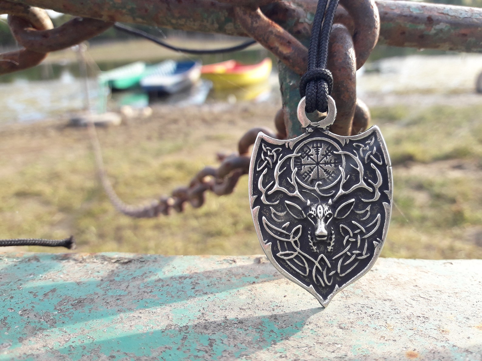 Vegvisir Norse Viking Deer Necklace Keychainscandinavian | Etsy