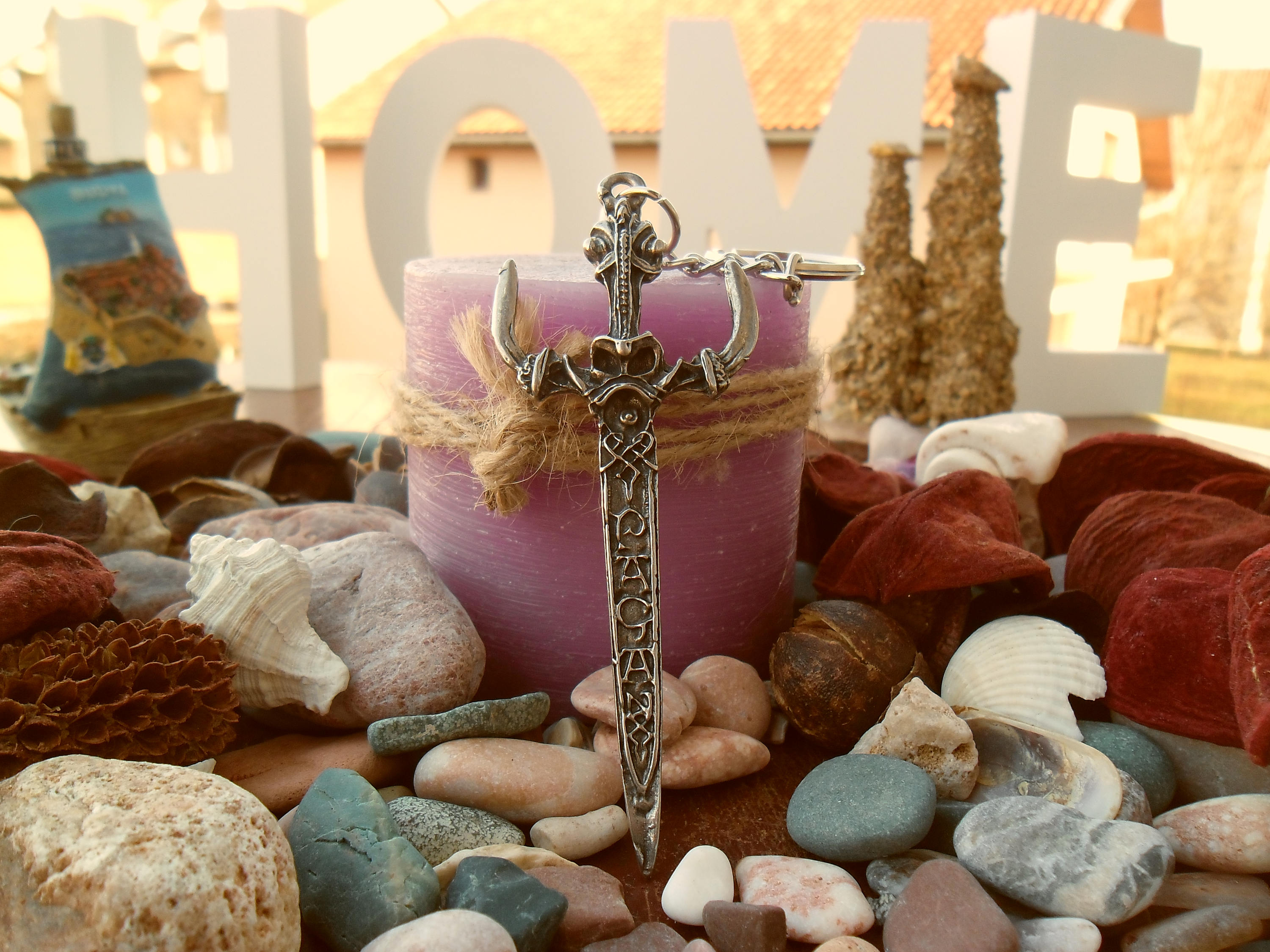 Pagan Sword Skull Necklace and Keychain,melee Horn Skull of Pagan ...