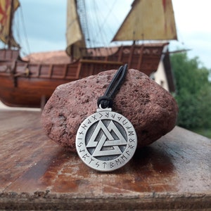Valknut Pendant Viking Symbol Necklace,valknut Amulet With Runic ...
