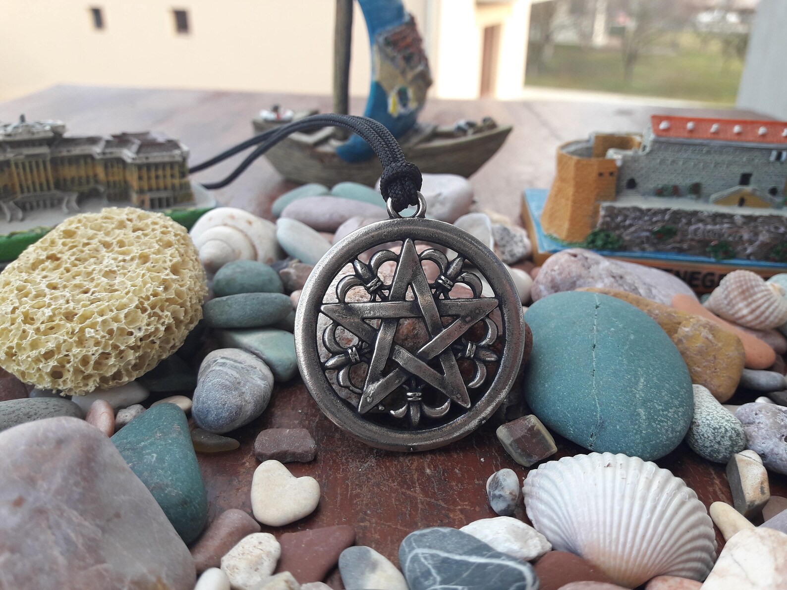 Pentagram Pentalpha or Pentangle With Lilygiglio Necklace and - Etsy