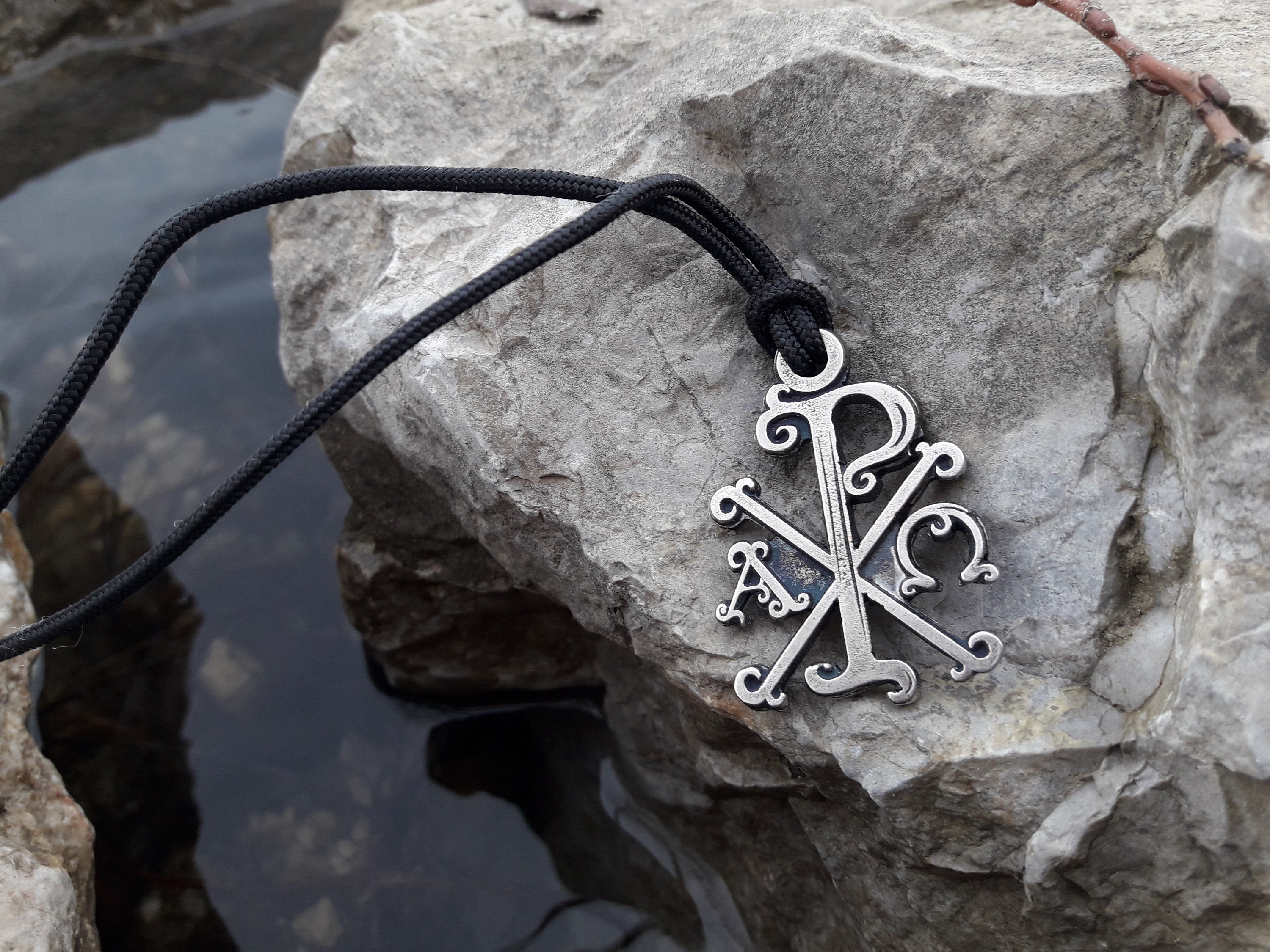 Christogram Jesus Christ monogram necklaceChi Rho Monogram | Etsy