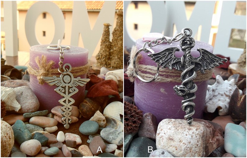 Hermes Caduceus Necklace keychainGreek symbol of medicine | Etsy