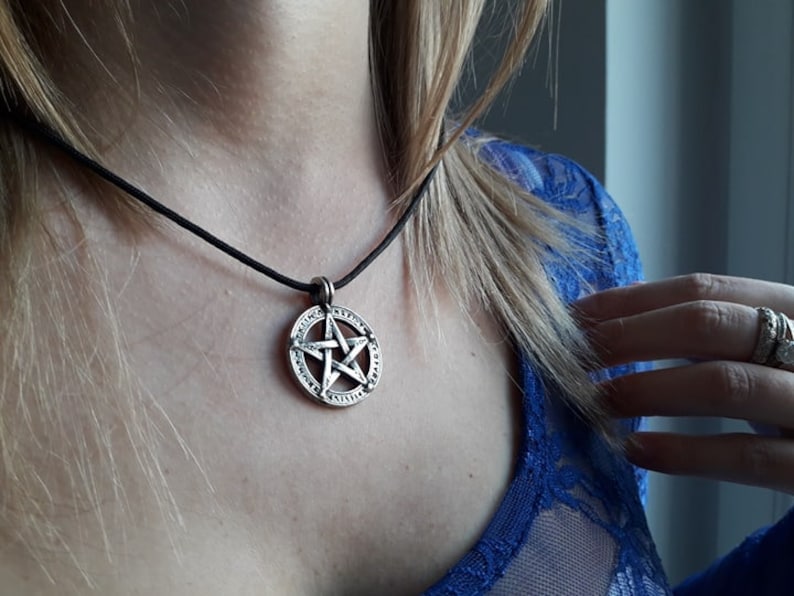 Pentagram Pentacle With Rune Letter Necklace and - Etsy