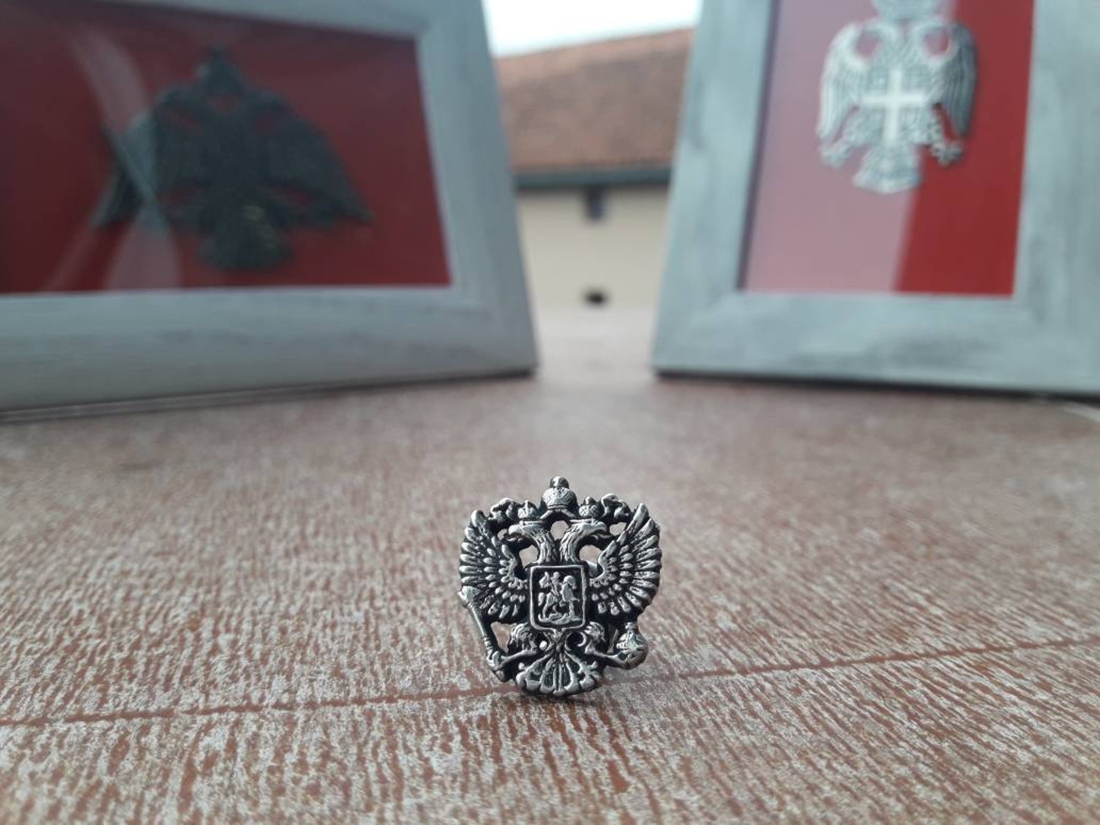 Double-headed Eagle Coat of Arms Pin Badgeimperial - Etsy