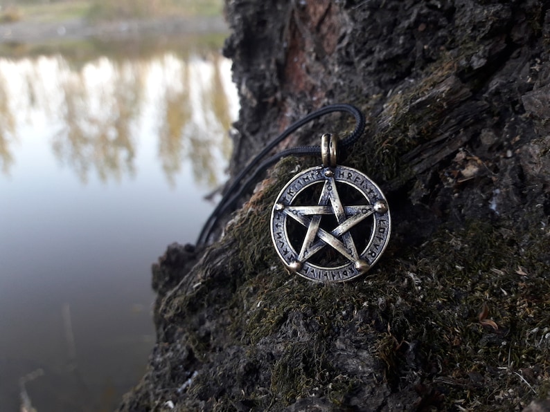 Pentagram Pentacle With Rune Letter Necklace and - Etsy
