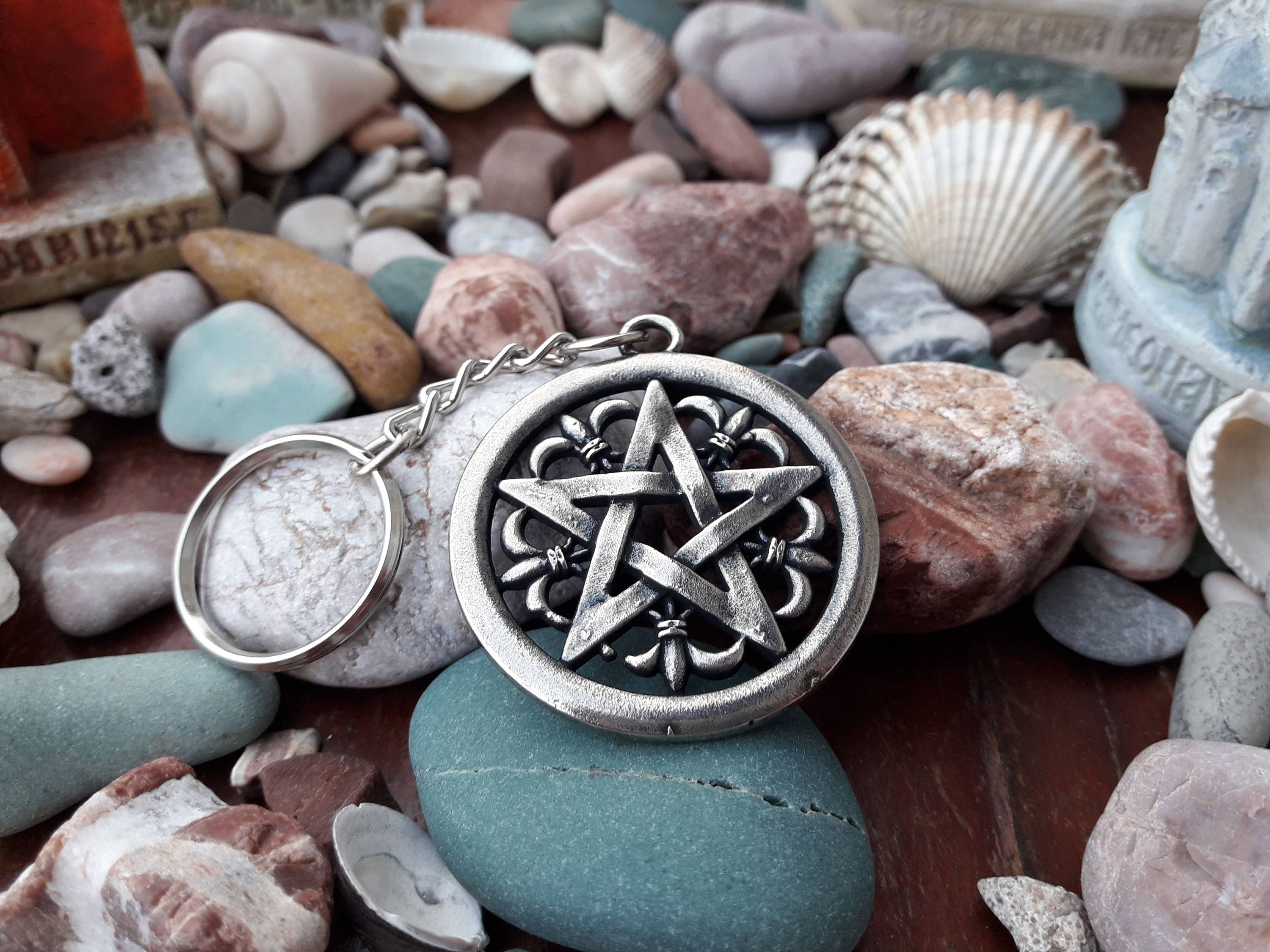 Pentagram Pentalpha or Pentangle With Lilygiglio Necklace and - Etsy