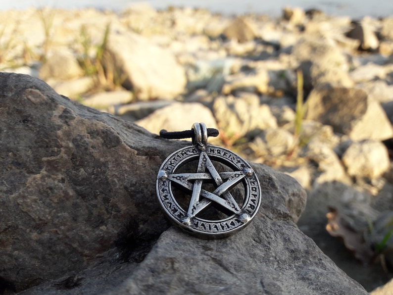 Pentagram Pentacle With Rune Letter Necklace and - Etsy