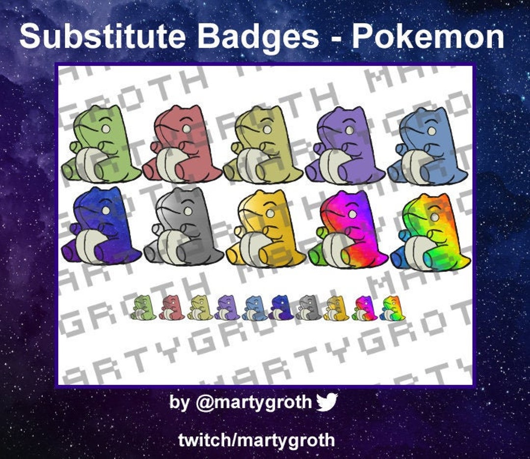 Substitute Pokemon - Sub Badges / Bit Badges - Twitch/youtube - Digital ...