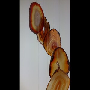 Agate Windchimes - Sun Catchers - Mobile - Small - Dark Amber Colored Agate Slabs With Bamboo ...