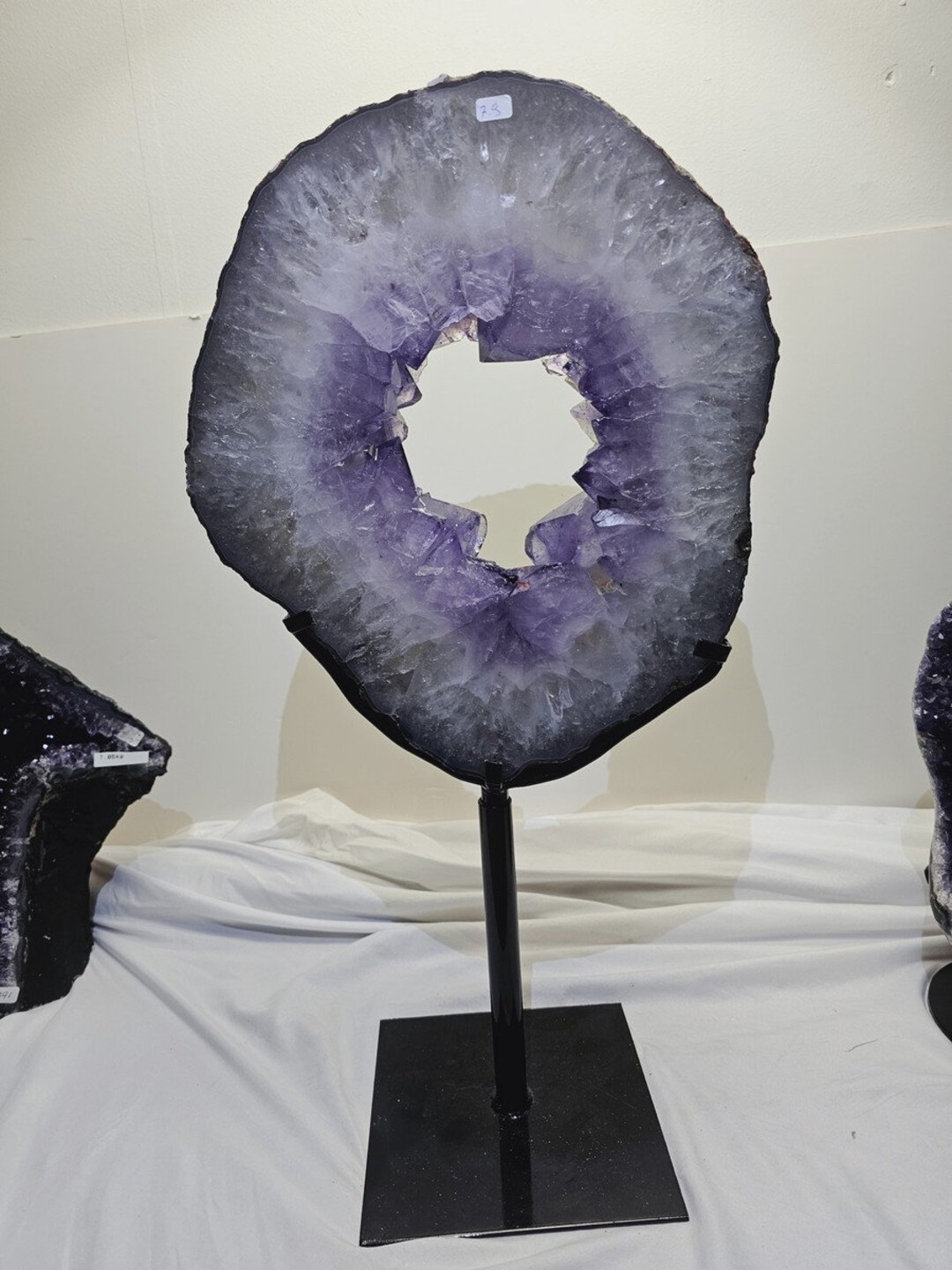 Amethyst Crystal Ring on Iron Stand - Polished - 23" Tall - Can Rotate ...