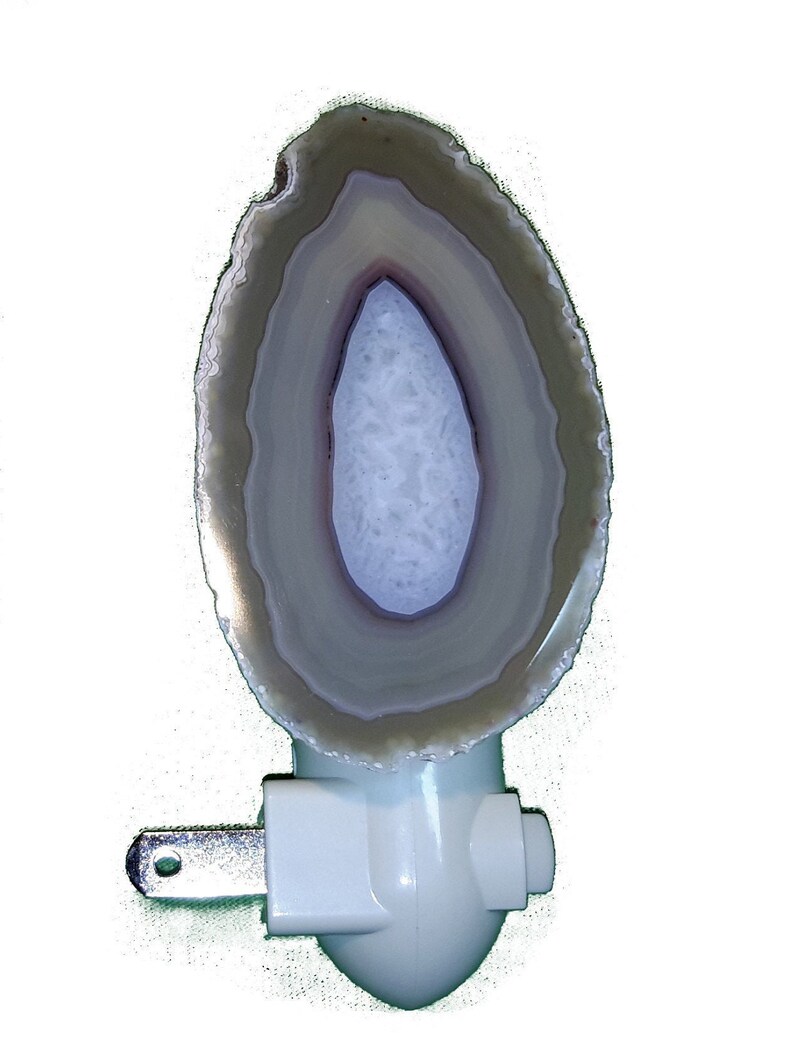 Polished Natural Agate (with Black) Slab Crystal Night Light - Nite ...
