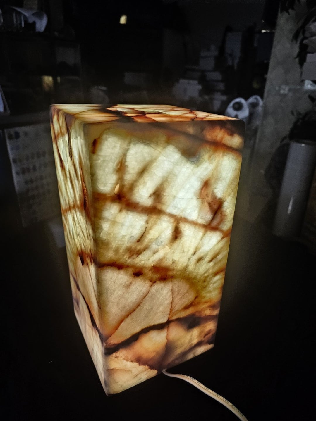 Beautiful Stone Onyx Table Lamp - 12" Tall - Rich Earthy Colors - Etsy