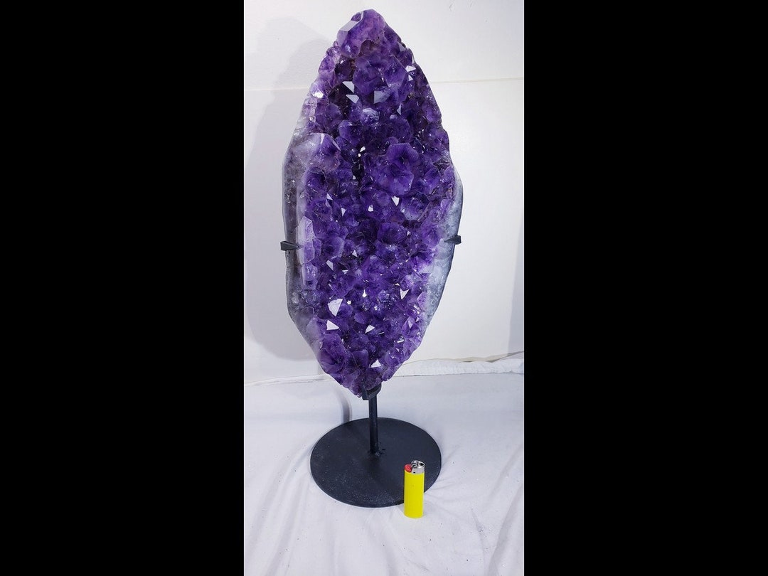 Amethyst Crystal Cluster Slab on Stand - Huge Points - Great Color - 24 ...