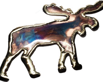 Handcrafted Copper Moose With Tree Ornament - Etsy