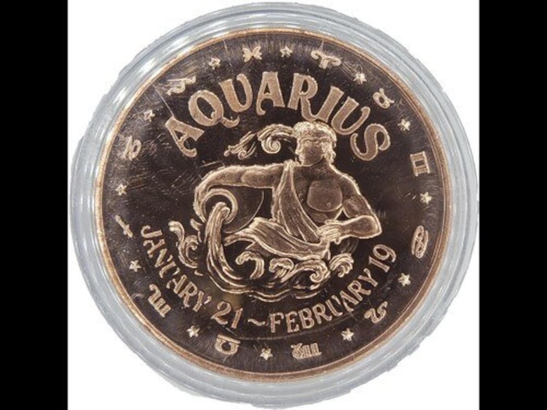 Astrology Copper Coin Collection: Aquarius - Etsy