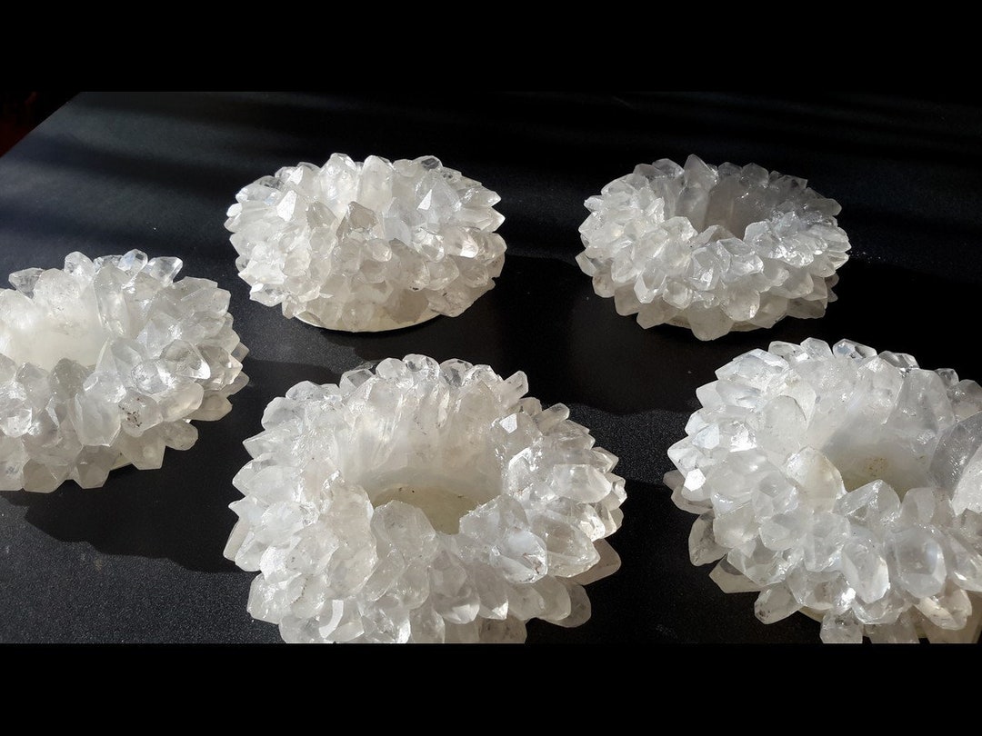 Clear Quartz Crystal Cluster 'crown Point' Tealight Candle Holder - Etsy