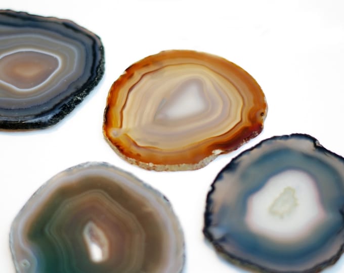 Agate Geode Crystal Coasters Assorted Blue Pink Purple Teal & Natural Drink Coasters ...