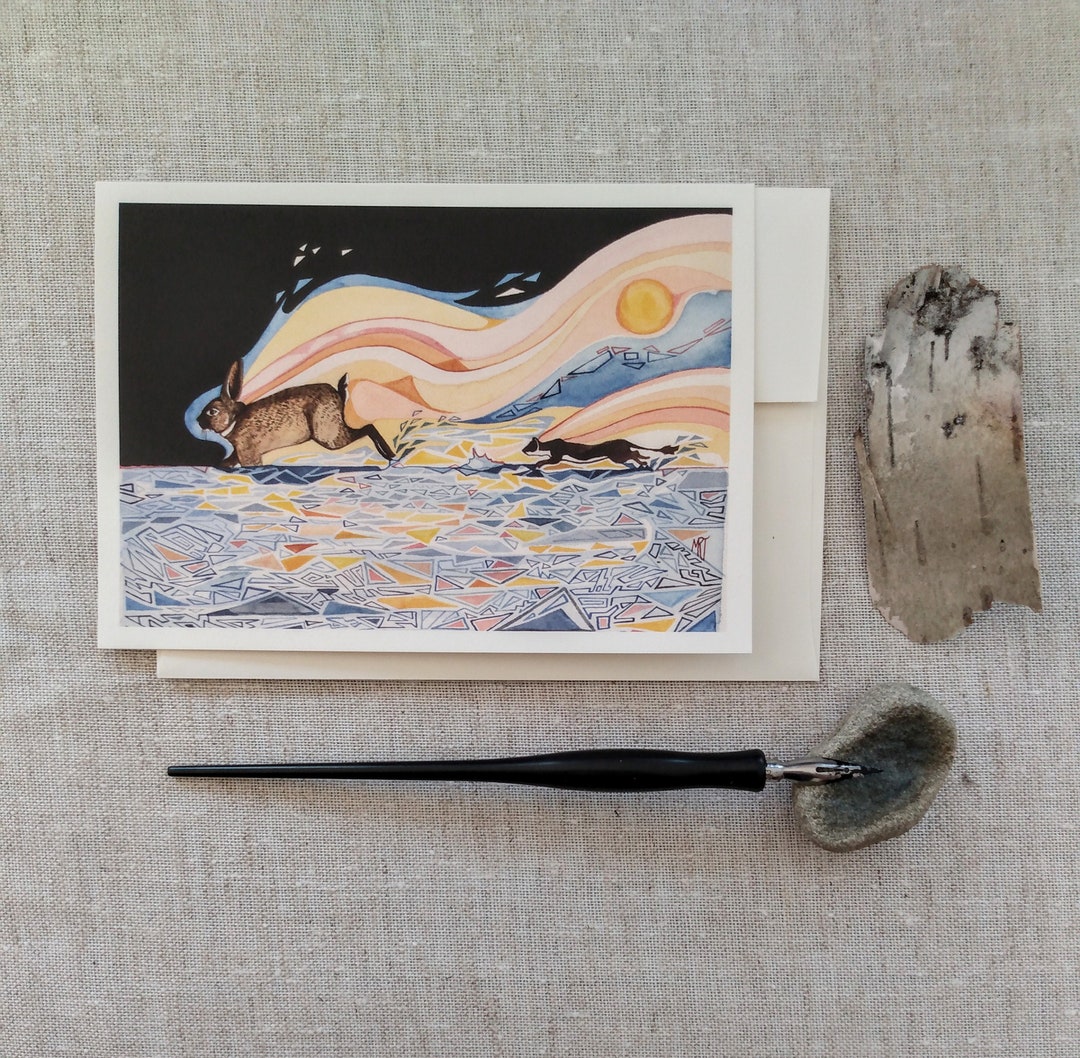 Winter, Frolic, Hair, Weasel, Snow, Chasing, Watercolor, Pen and Ink ...