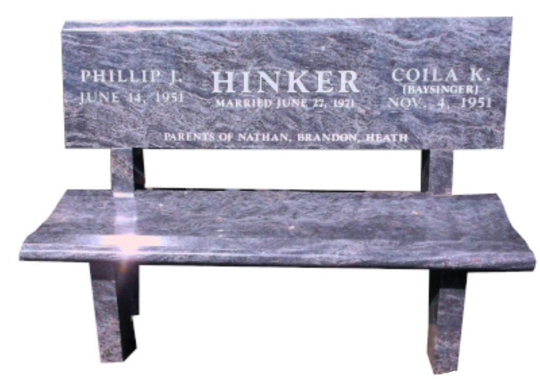 Memorial Bench- Solid Granite- Large Cemetery Monument- Engraving ...