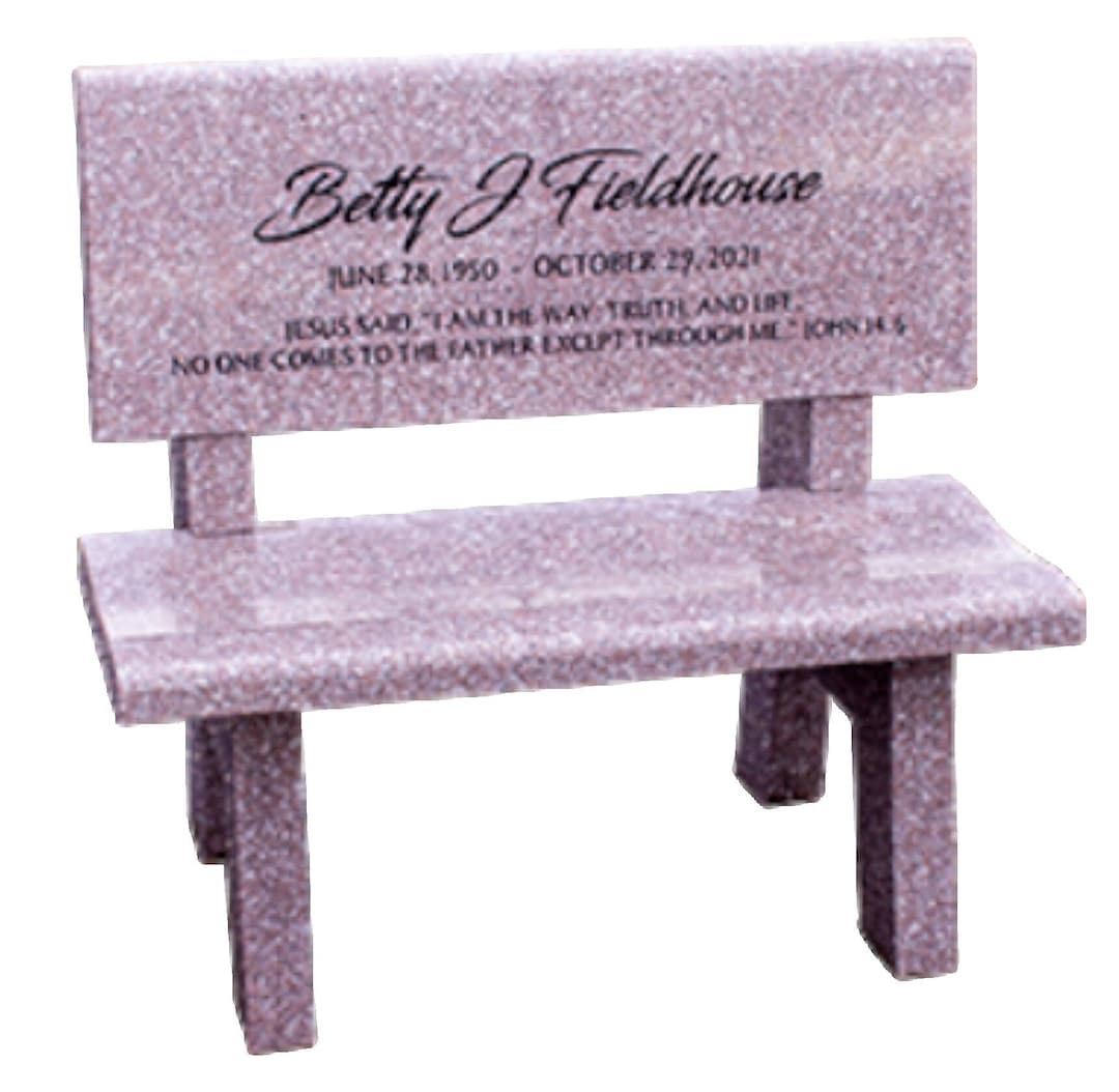 Memorial Bench- Solid Granite- Small Cemetery Monument- Engraving ...
