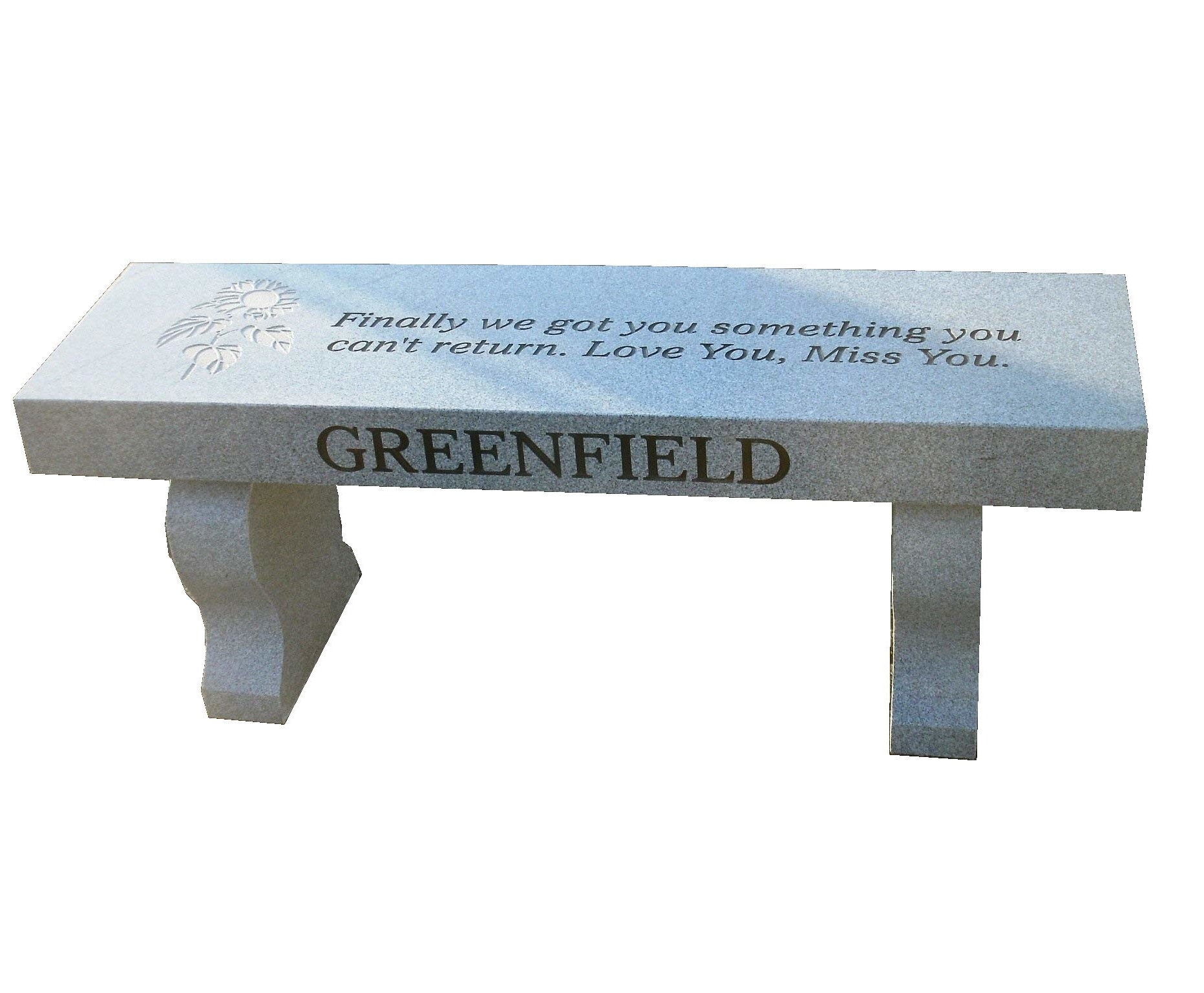 Memorial Bench- Solid Granite- Large Cemetery Monument- Engraving ...