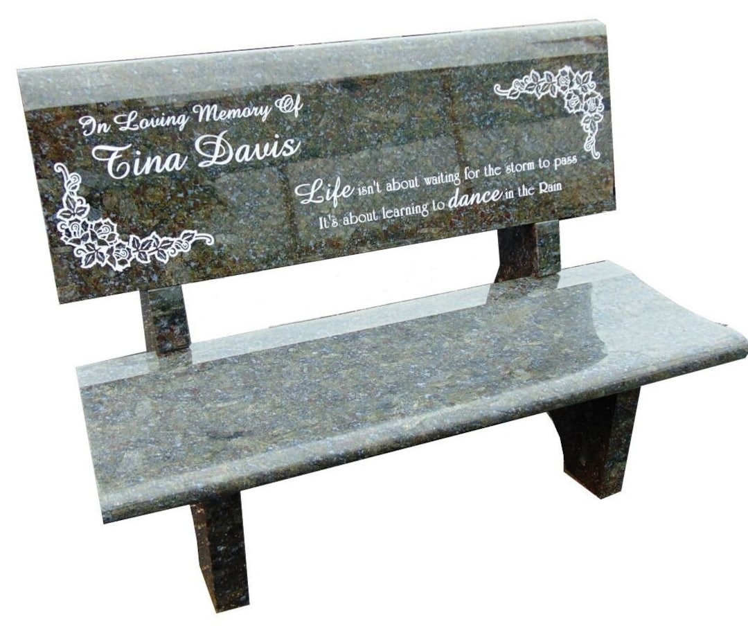 Memorial Bench- Solid Granite- Large Cemetery Monument- Engraving ...