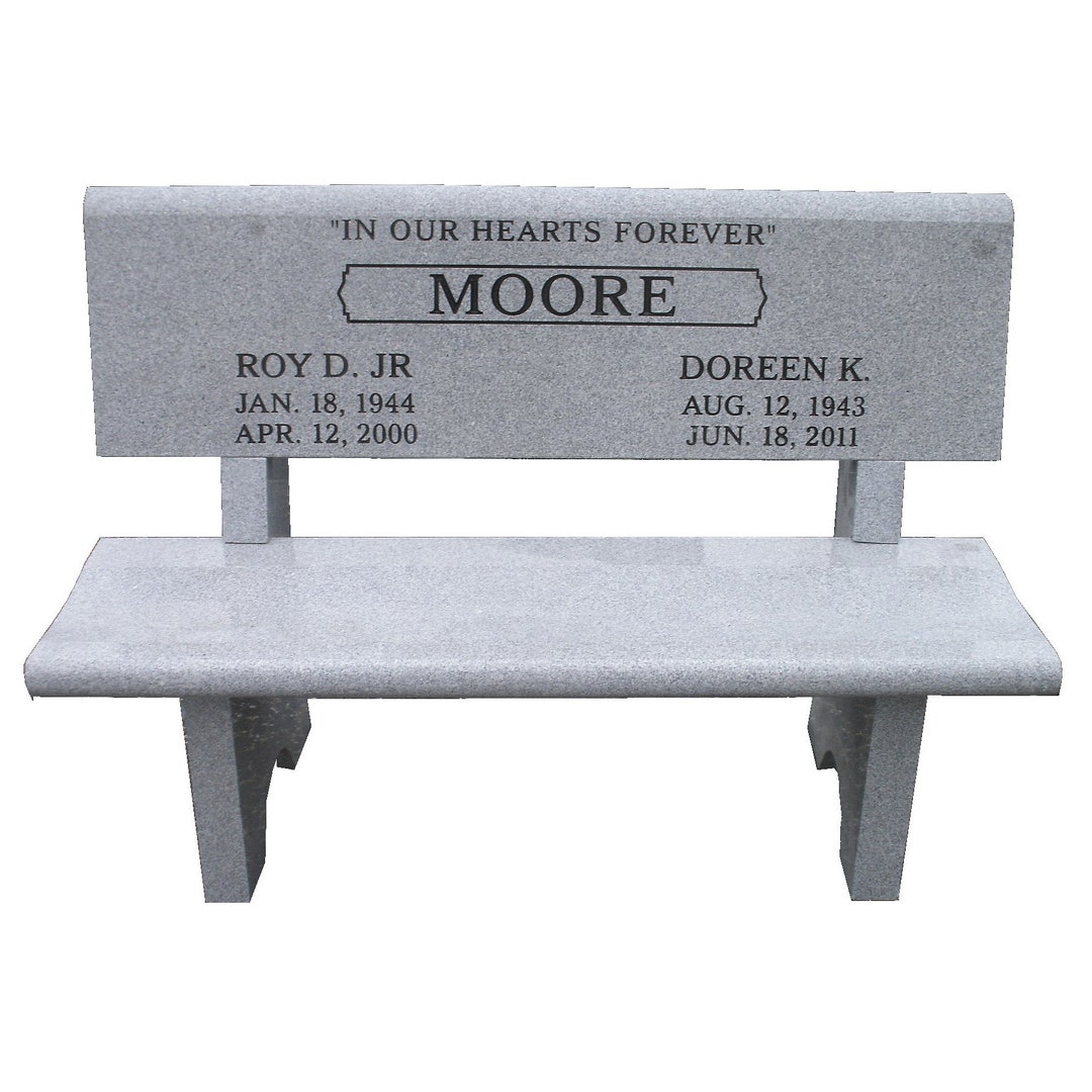 Memorial Bench- Solid Granite- Large Cemetery Monument- Engraving ...
