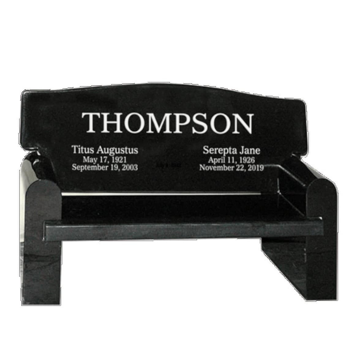 Couch Headstone Bench- Black Granite- Custom Engraving or Etching ...