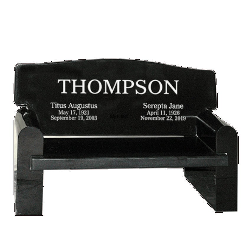 Couch Headstone Bench- Black Granite- Custom Engraving or Etching ...