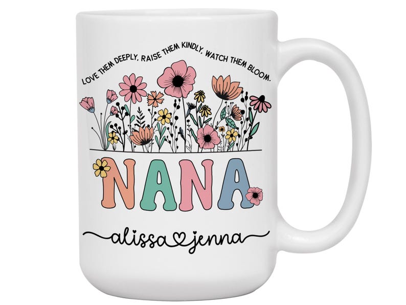Personalized Nana Mug, Custom Kids' Names Coffee Cup, Mother' Day Gifts ...