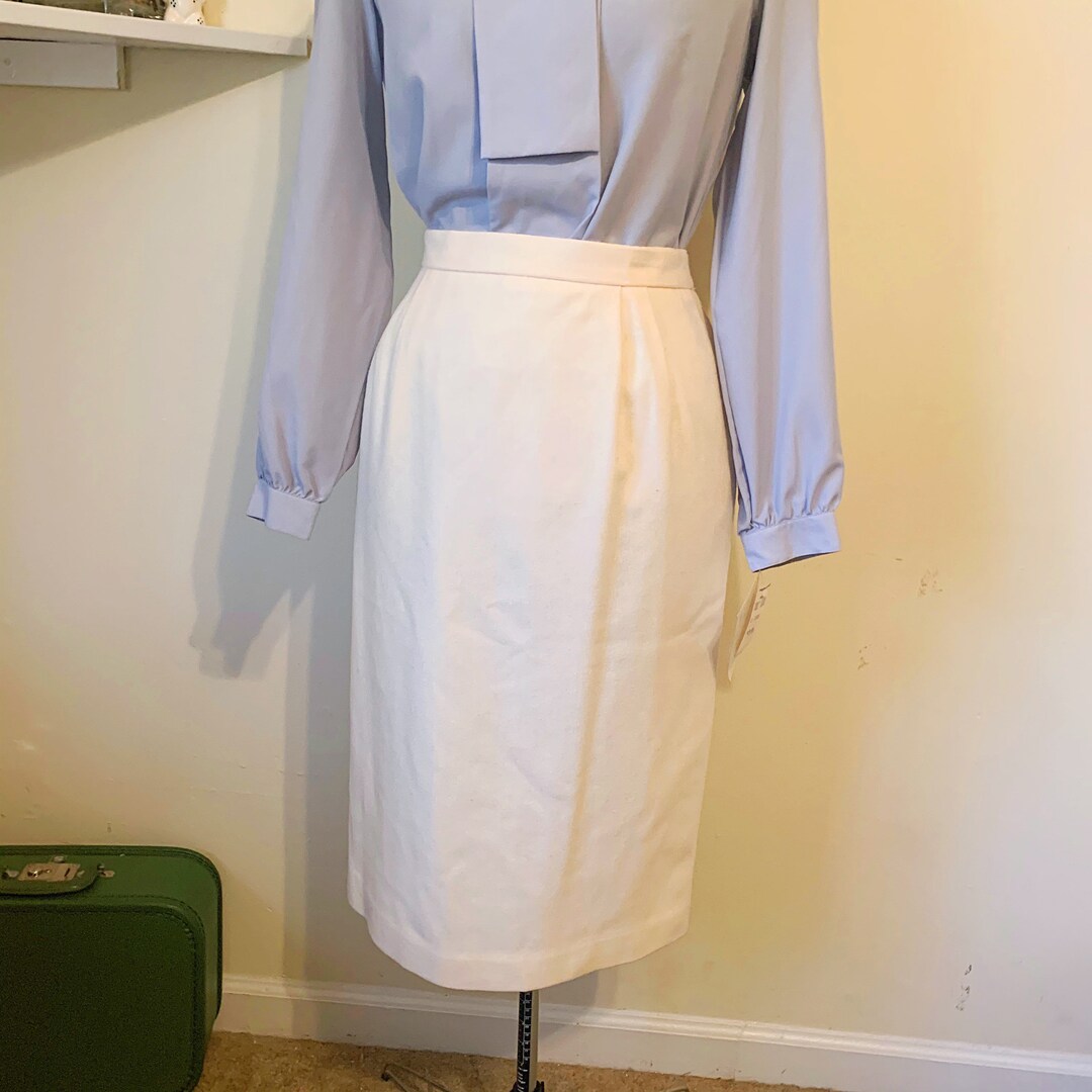 Vintage 90s Cream Colored Wool Secretary Pencil Skirt Size 14 - Etsy