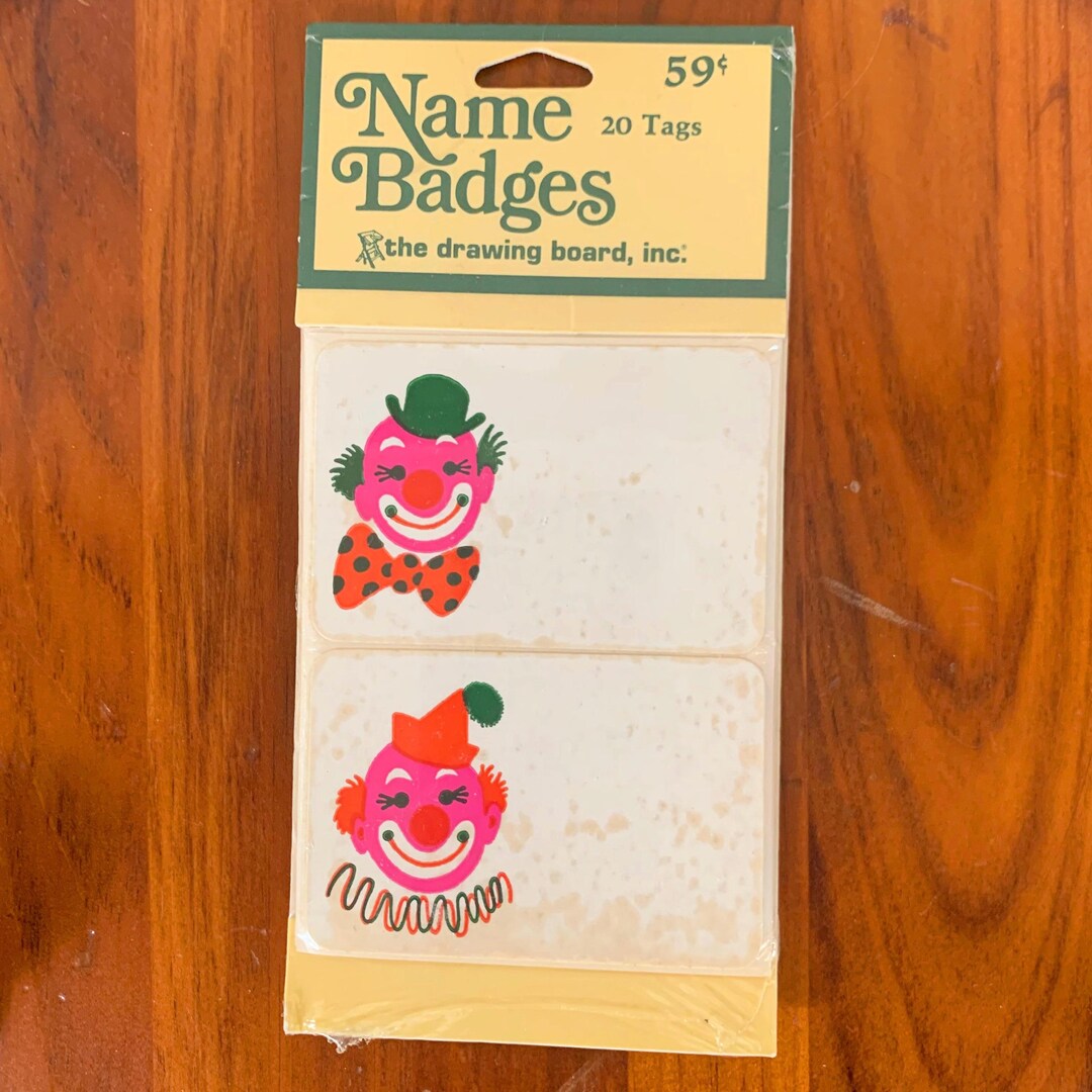 Vintage 80s Clown Face Party Name Badges Stickers - Etsy