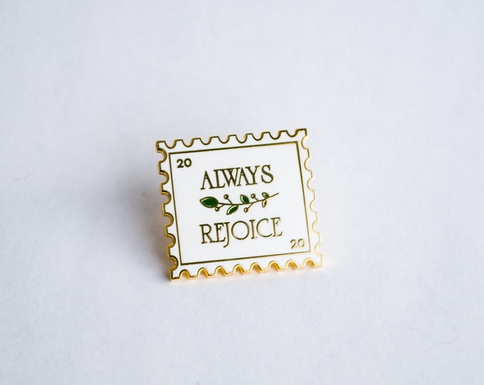 Always Rejoice Letter Writing Stamp Enamel Pin JW - Etsy