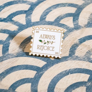 Always Rejoice Letter Writing Stamp Enamel Pin JW | Etsy