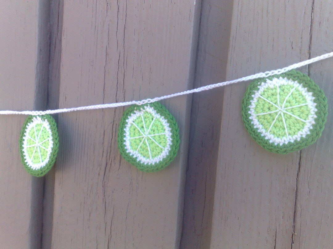 Crochet Lime Garland, Crochet Lime Bunting, Kitchen Fruit Decor, Wall ...