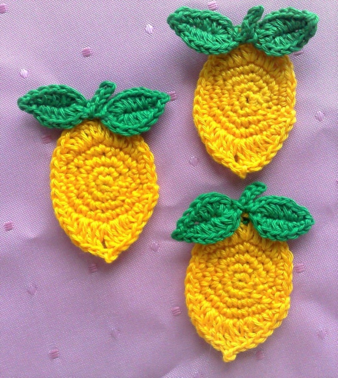 Crochet Lemons, 9 Pieces in a Set Lemon Crochet Appliqué in Yellow ...