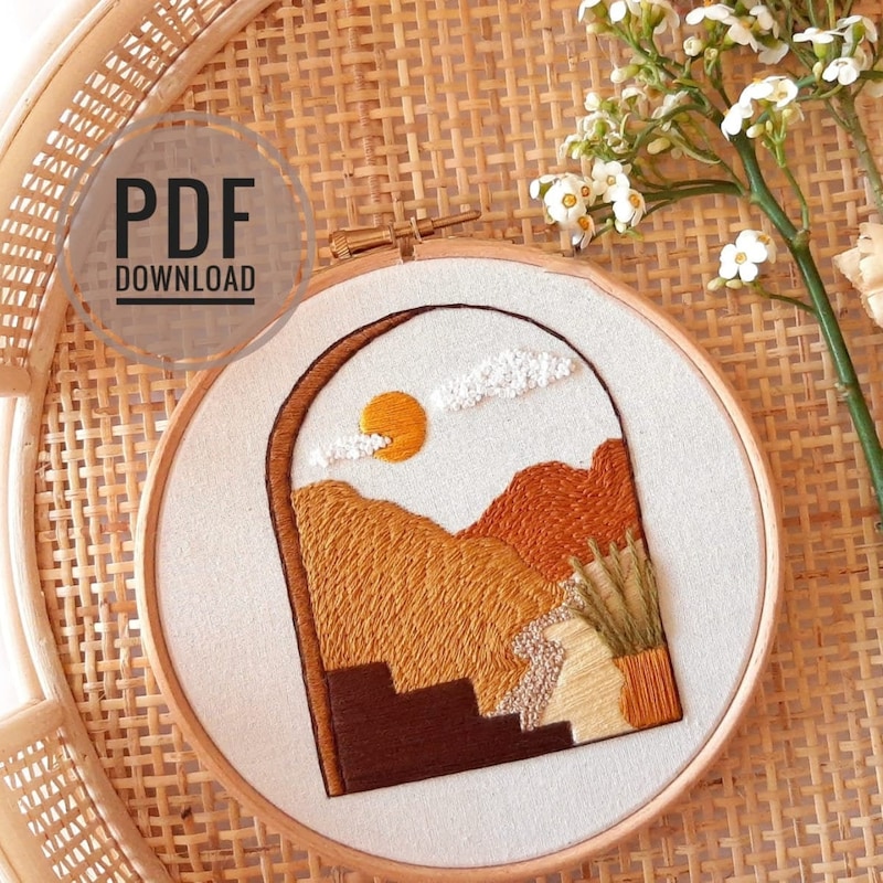 Desert Embroidery Pattern - Etsy