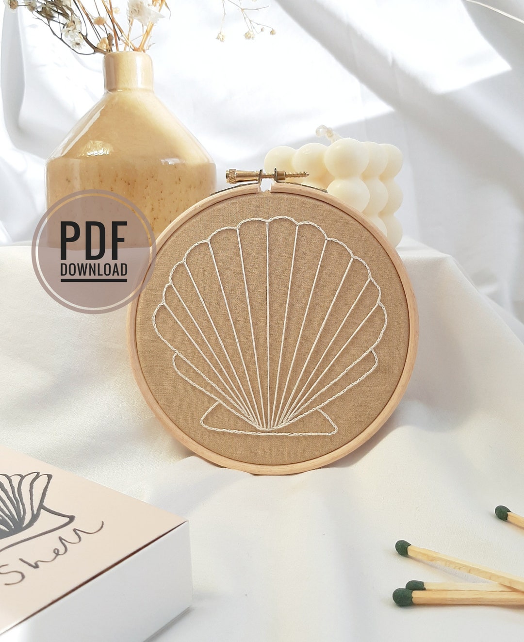 Scallop Shell Embroidery Pattern PDF, Embroidery Pattern Beginner ...