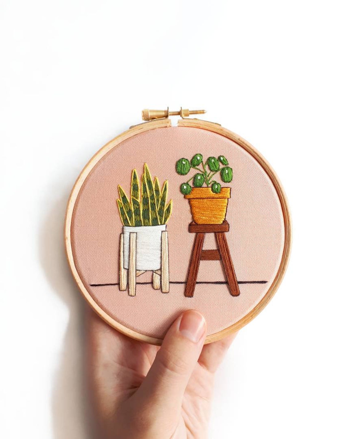 Beginner Embroidery PDF Download Pilea & Snake Plant | Etsy