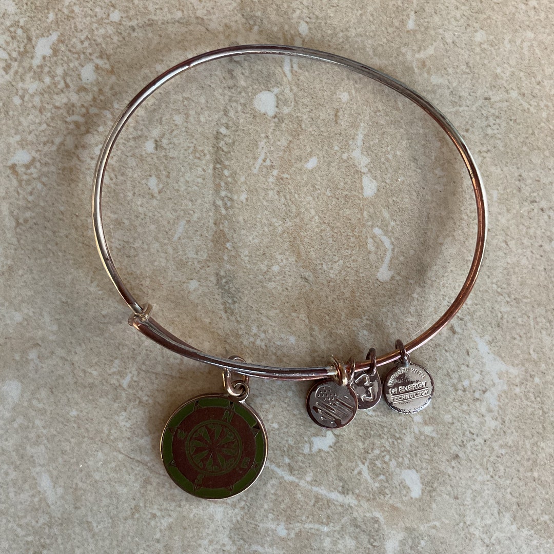 Alex and Ani Silver-tone Compass Charm Women’s Bangle - Etsy