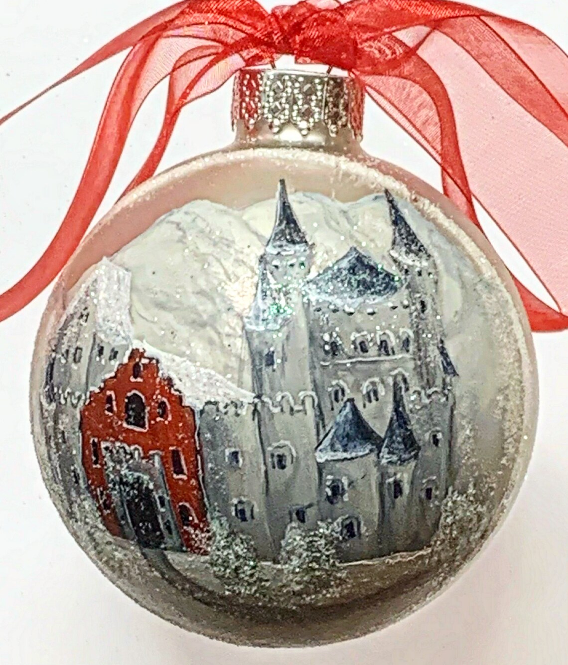 Neuschwanstein Castle Germany 3 Hand Painted Glass Ball Ornament FREE ...
