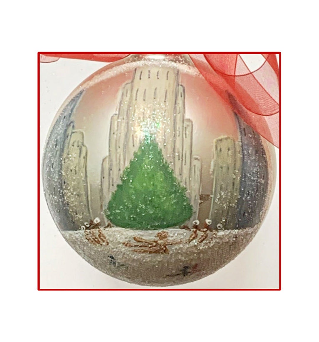 The Tree at Rockefeller Center NYC 3” Hand Painted Glass Ball Ornament ...