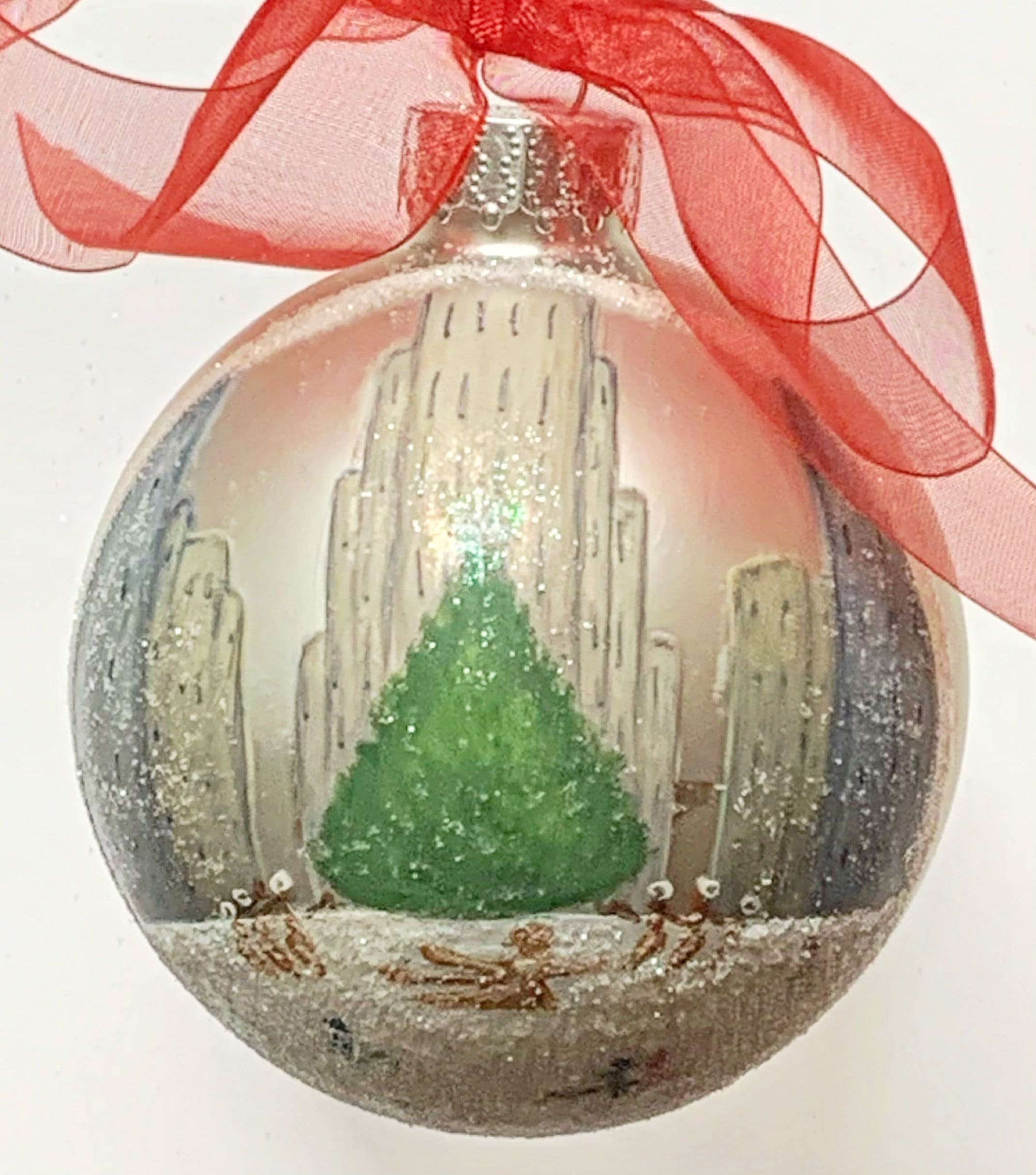 The Tree at Rockefeller Center NYC 3” Hand Painted Glass Ball Ornament ...