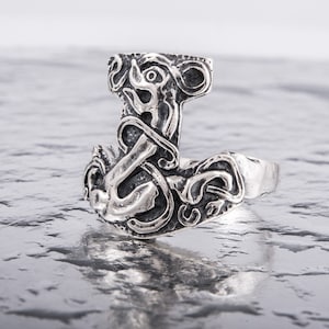 Hammer of Thor Ring Mjolnir Jewelry With Jelling Style Pattern ...
