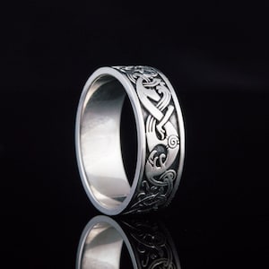 Ancient Viking Ring - Silver Norse Jewelry With Urnes Style Pattern ...