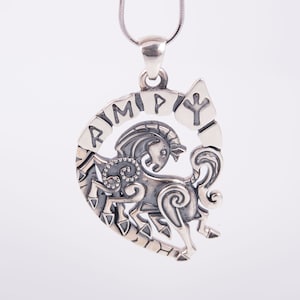 Sleipnir Symbol Pendant - Silver Norse Mythology Necklace With Elder ...