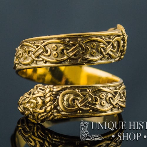 Handcrafted Norse Gold Ring With Ornament Ancient Norse | Etsy
