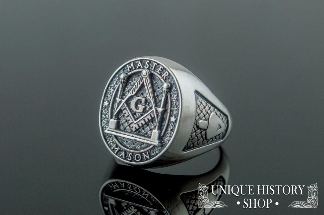 Statement Masonic Signet Ring, Silver Secret Society Jewelry, Handmade ...