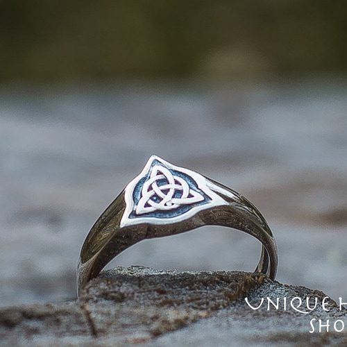 Triquetra Norse Symbol Ring Celtic Knot Jewelry Silver - Etsy
